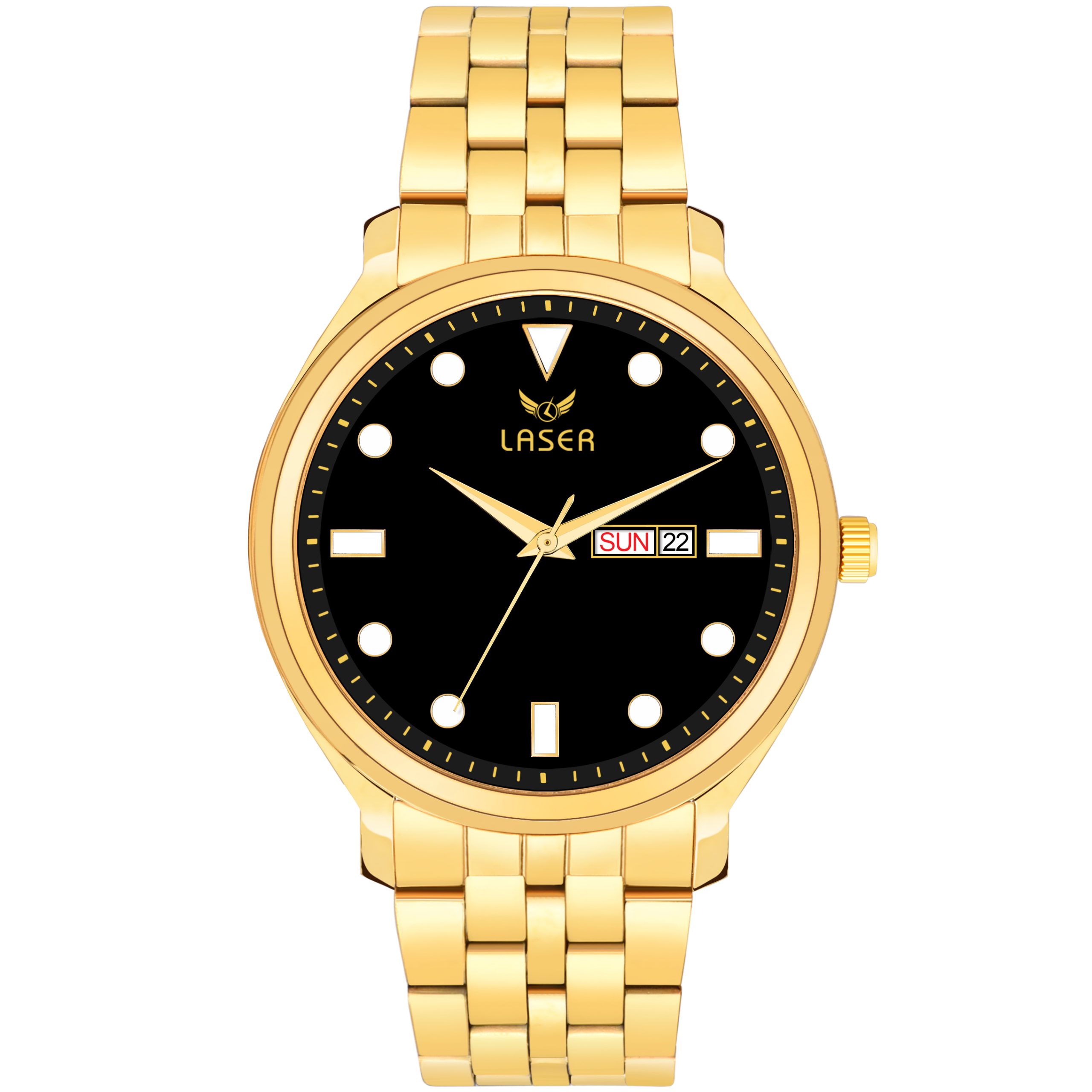 LASER GOLD BLACK DAY-DATE MENS WATCH – Laser Watches