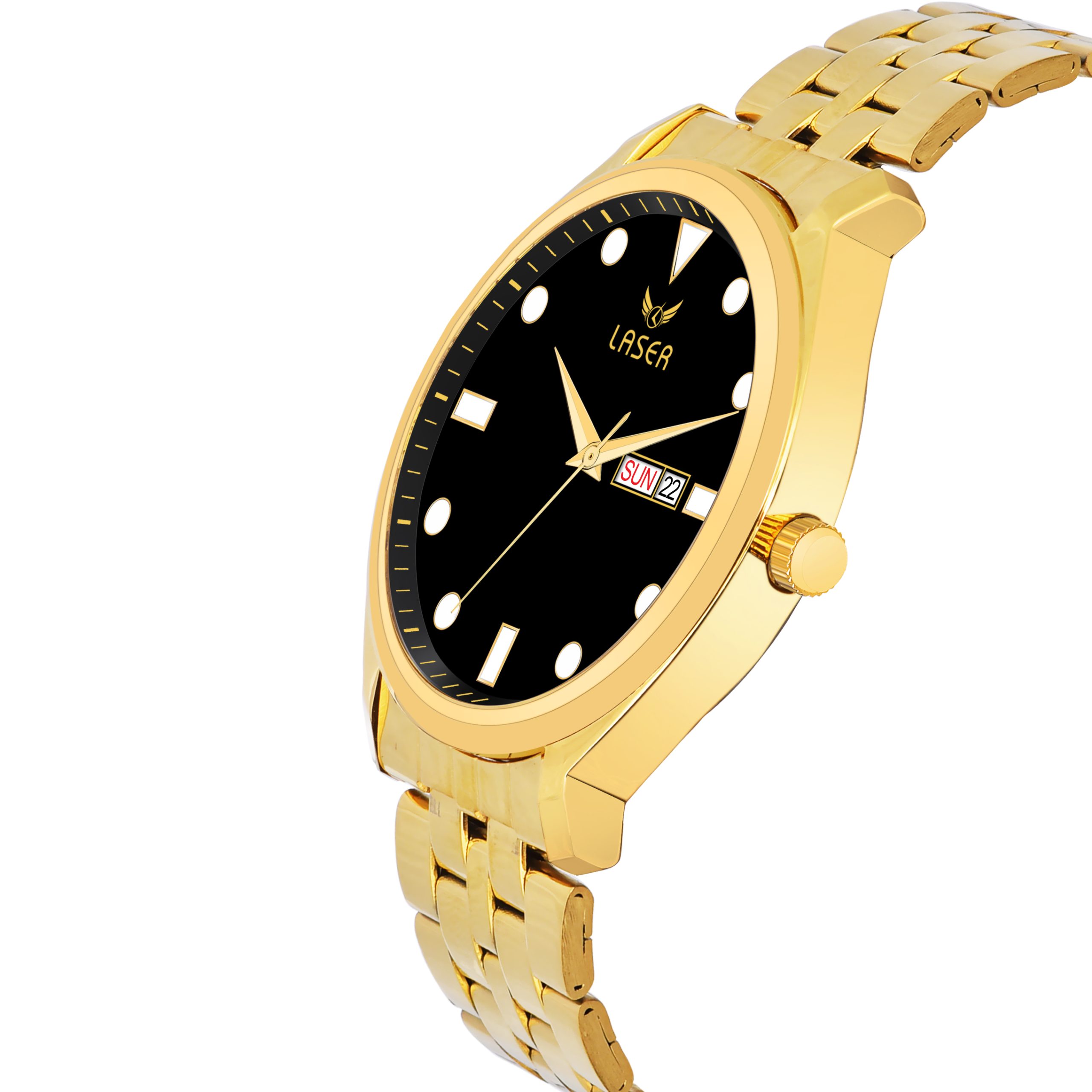 LASER GOLD BLACK DAY-DATE MENS WATCH – Laser Watches