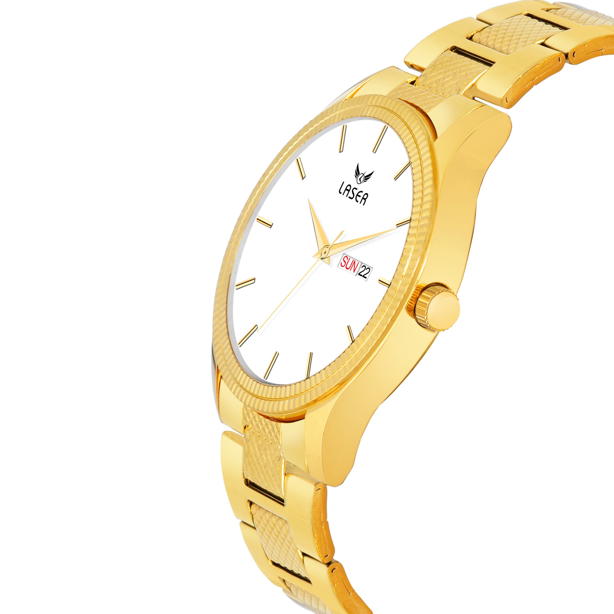 LASER GOLD WHITE DAY-DATE MENS WATCH - Laser Watches