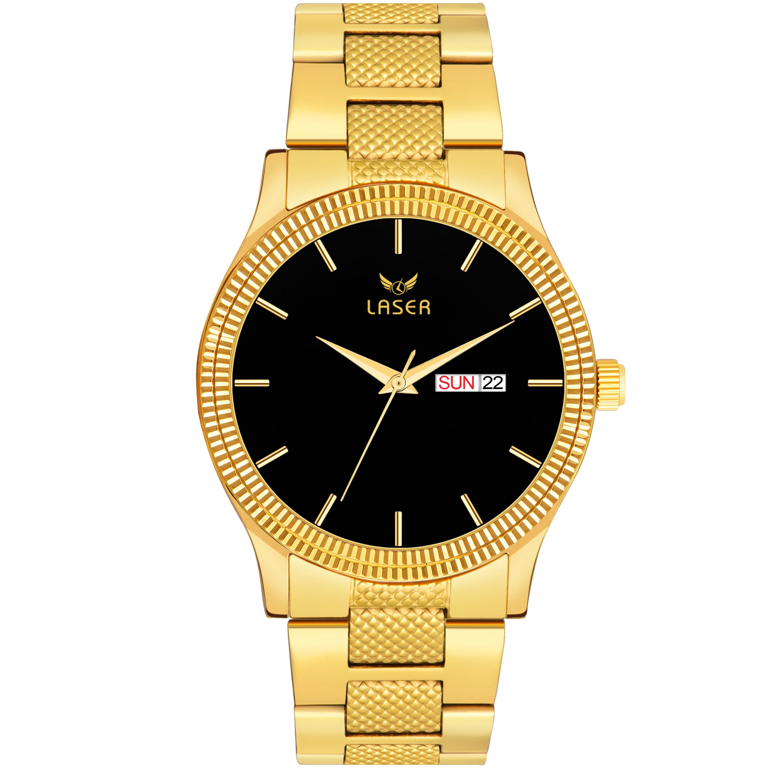 LASER GOLD BLACK DAY-DATE MENS WATCH - Laser Watches