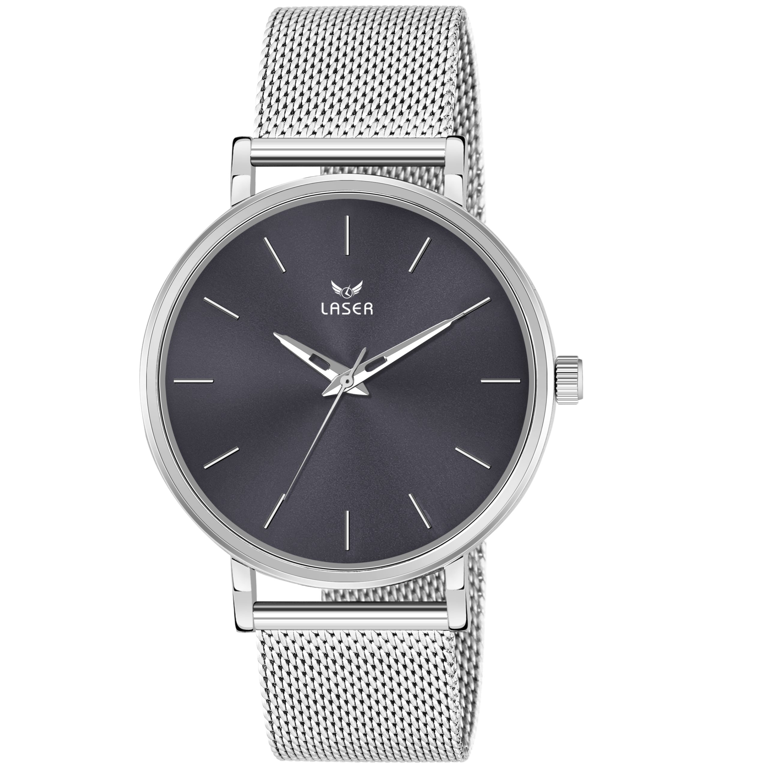 LASER STAINLESS STEEL BLACK DIAL MENS WATCH - Laser Watches