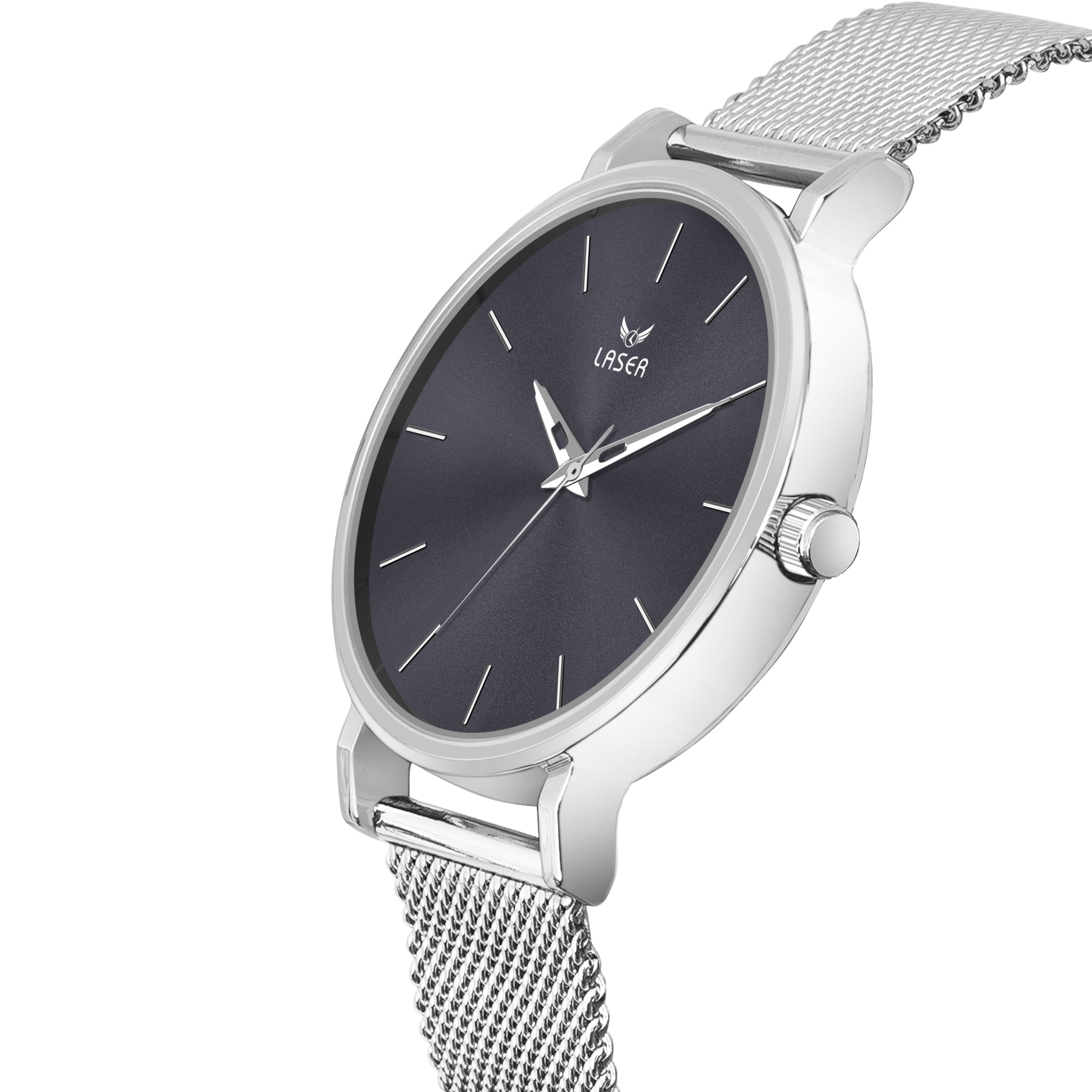 LASER STAINLESS STEEL BLACK DIAL MENS WATCH - Laser Watches