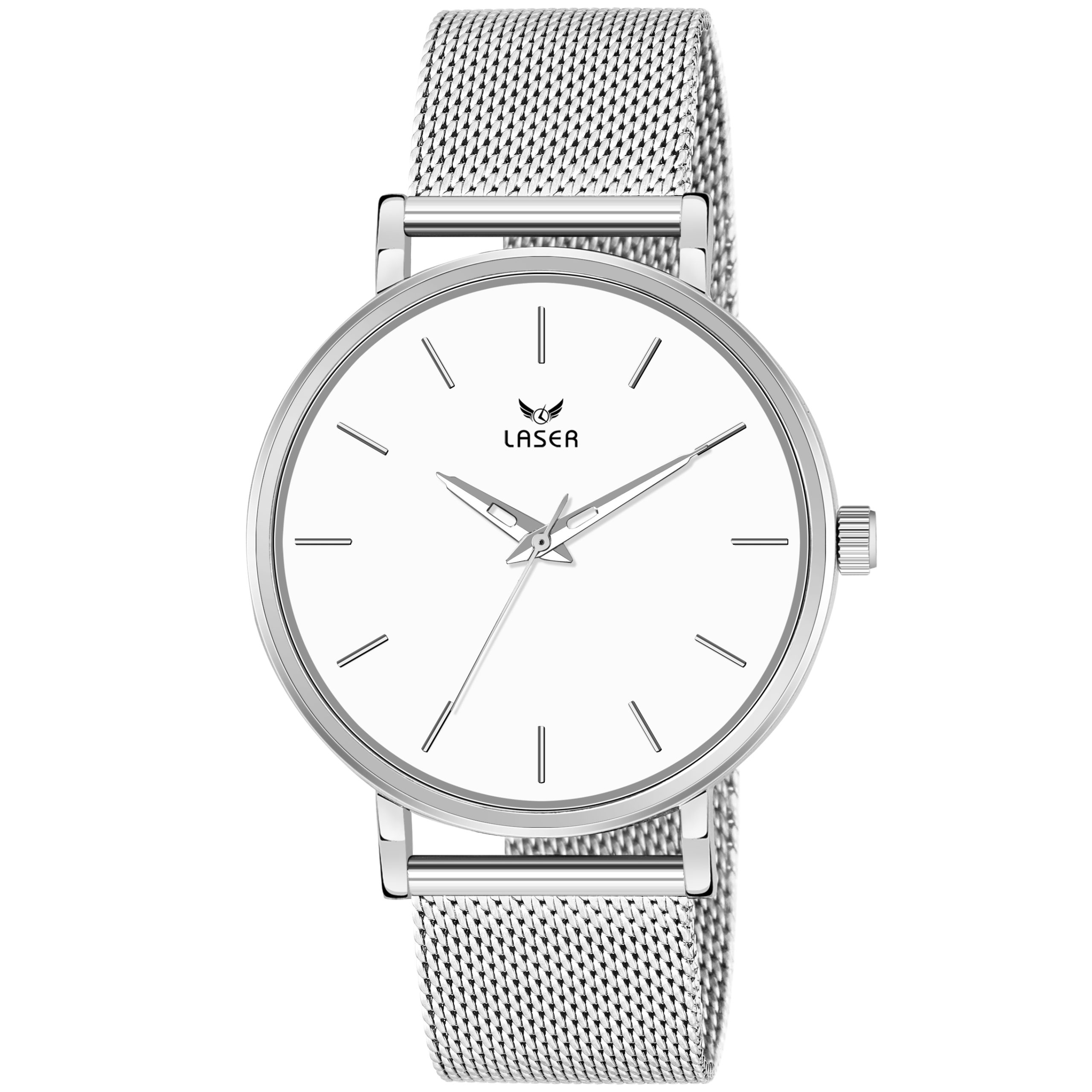 LASER STAINLESS STEEL WHITE DIAL MENS WATCH - Laser Watches