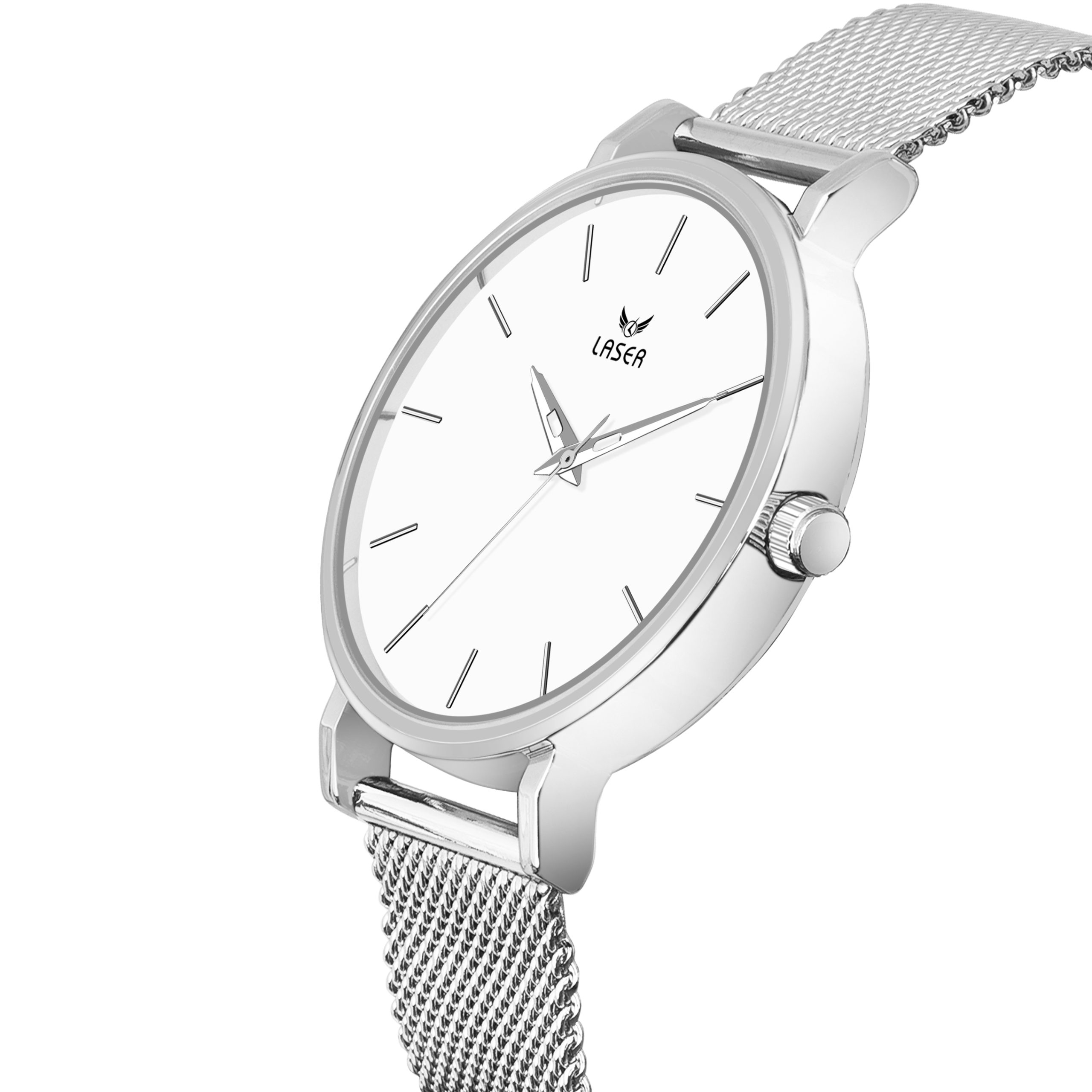 LASER STAINLESS STEEL WHITE DIAL MENS WATCH - Laser Watches