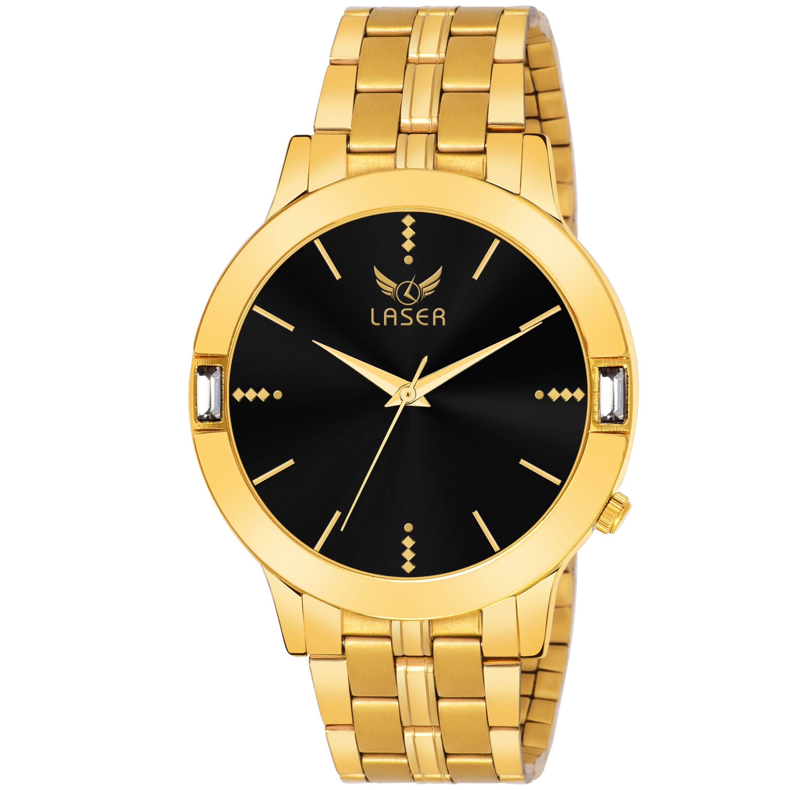 LASER YS-7111 GOLD Black MENS WATCH - Laser Watches