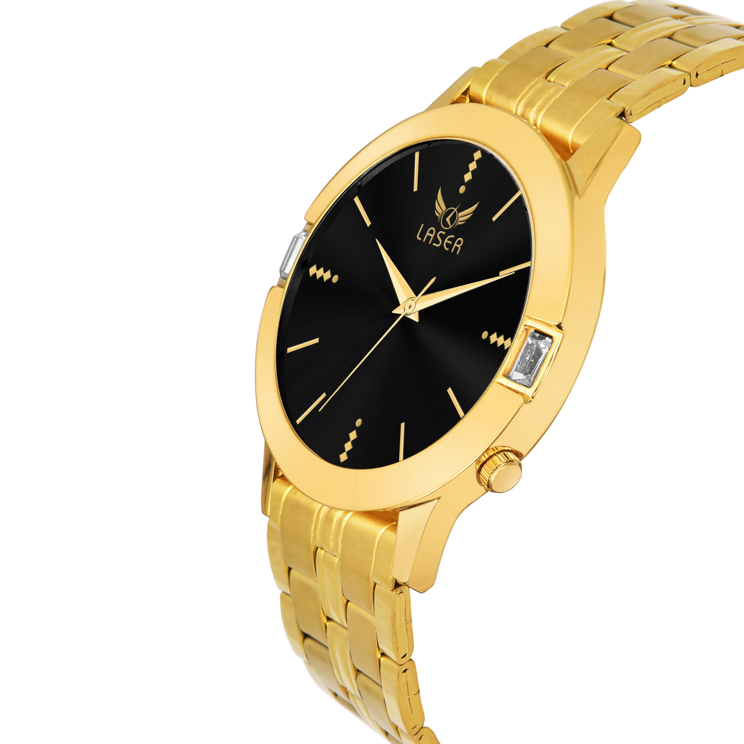 LASER YS-7111 GOLD Black MENS WATCH - Laser Watches