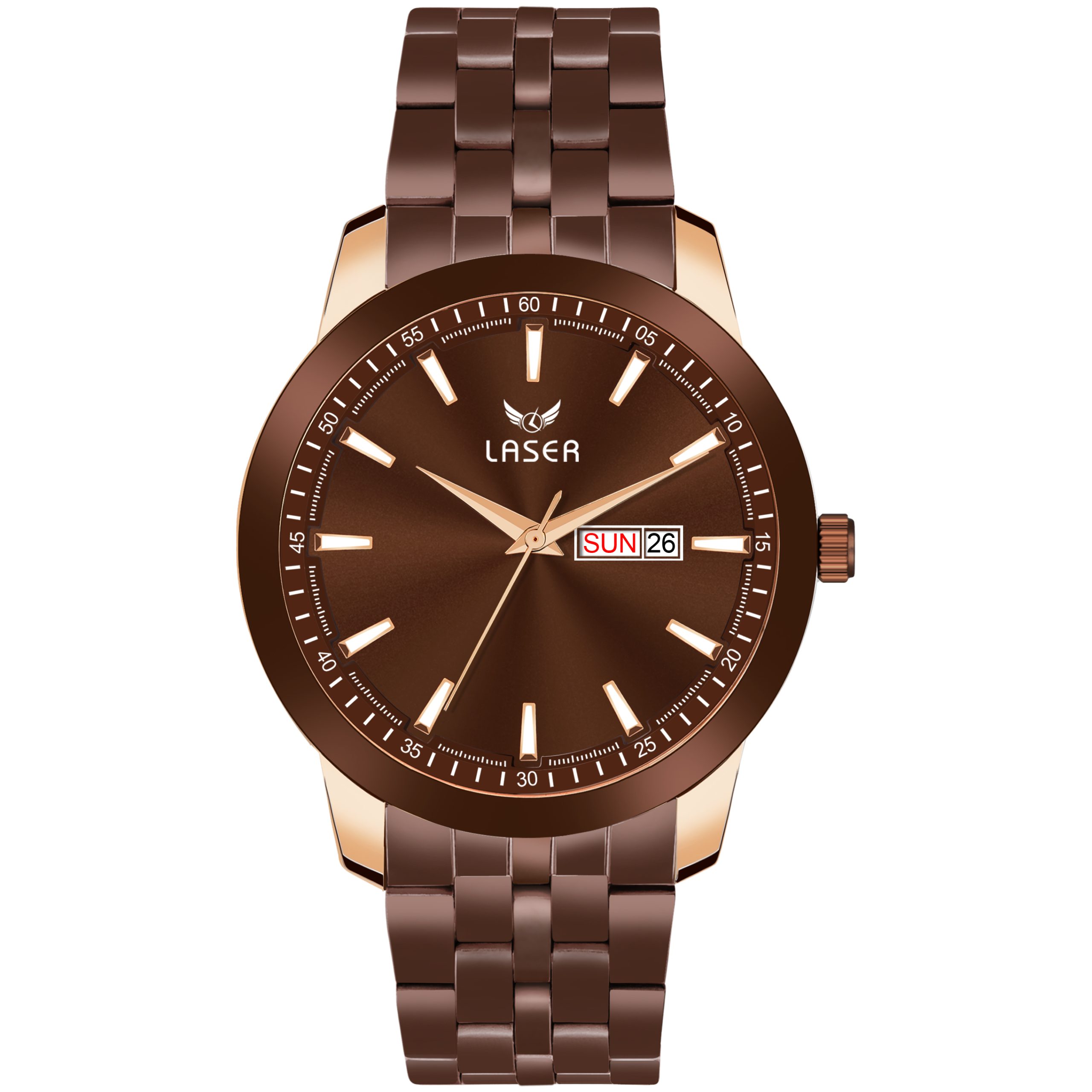LASER Rose Brown DAY-DATE MENS WATCH - Laser Watches