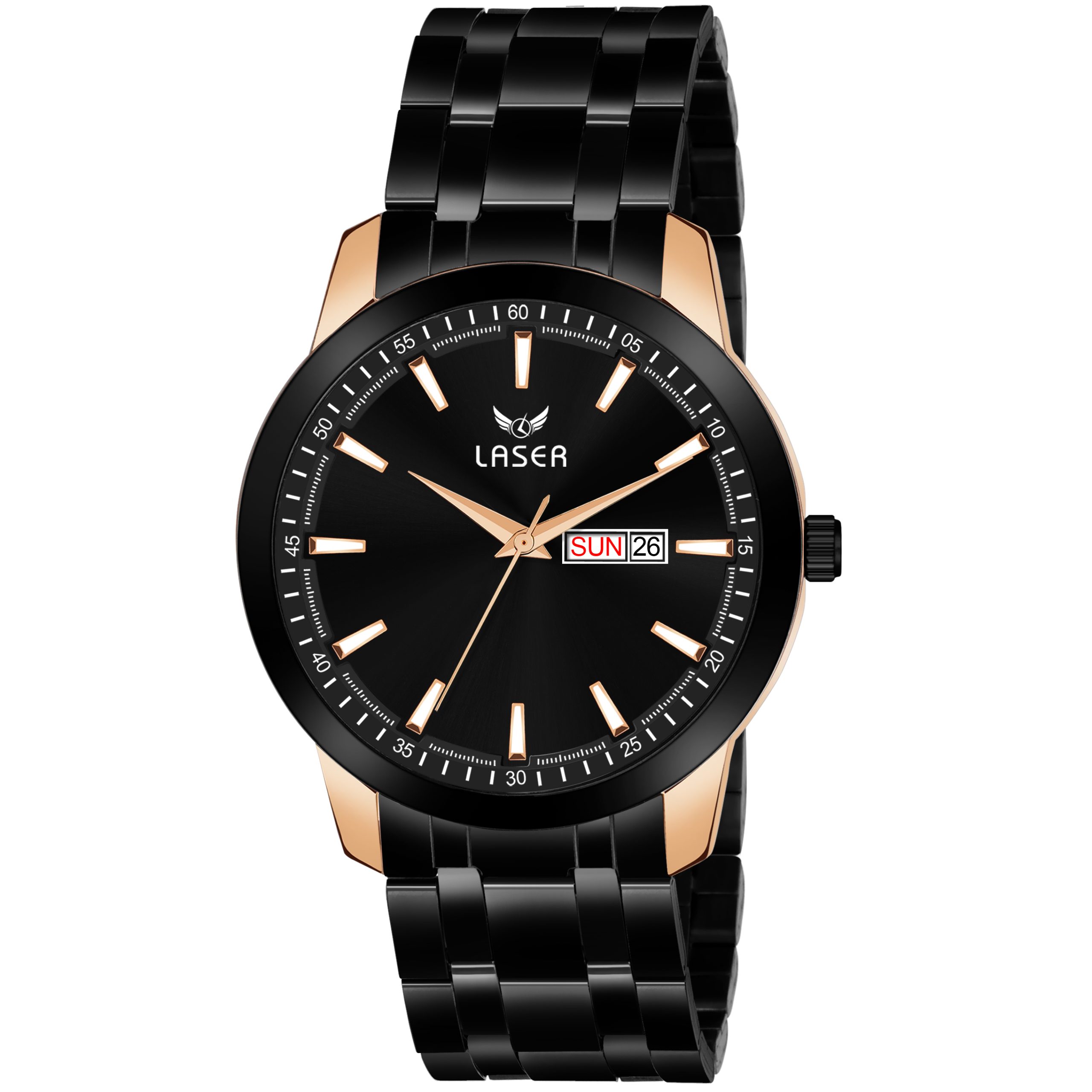 LASER Rose Black DAY-DATE MENS WATCH - Laser Watches