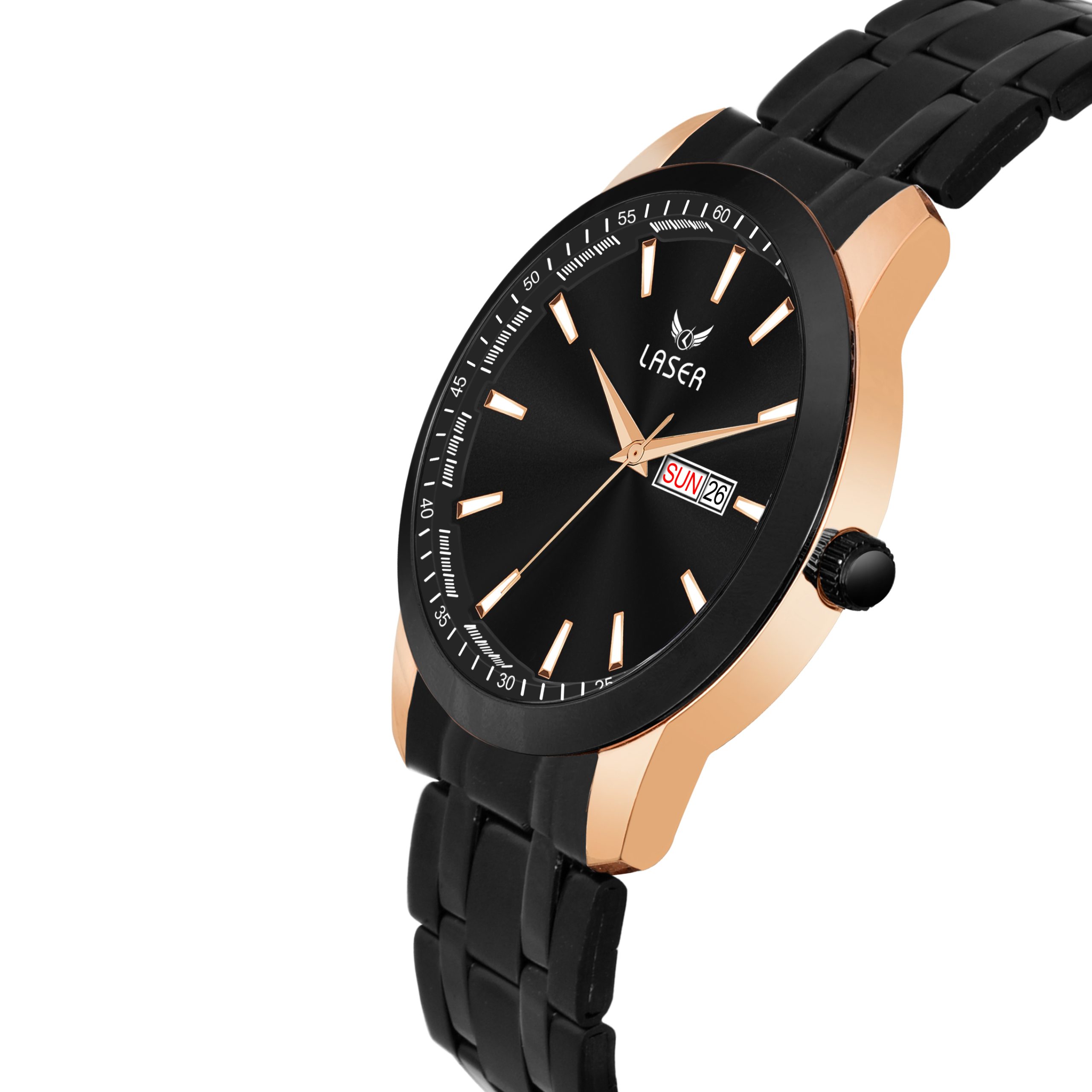 LASER Rose Black DAY-DATE MENS WATCH - Laser Watches