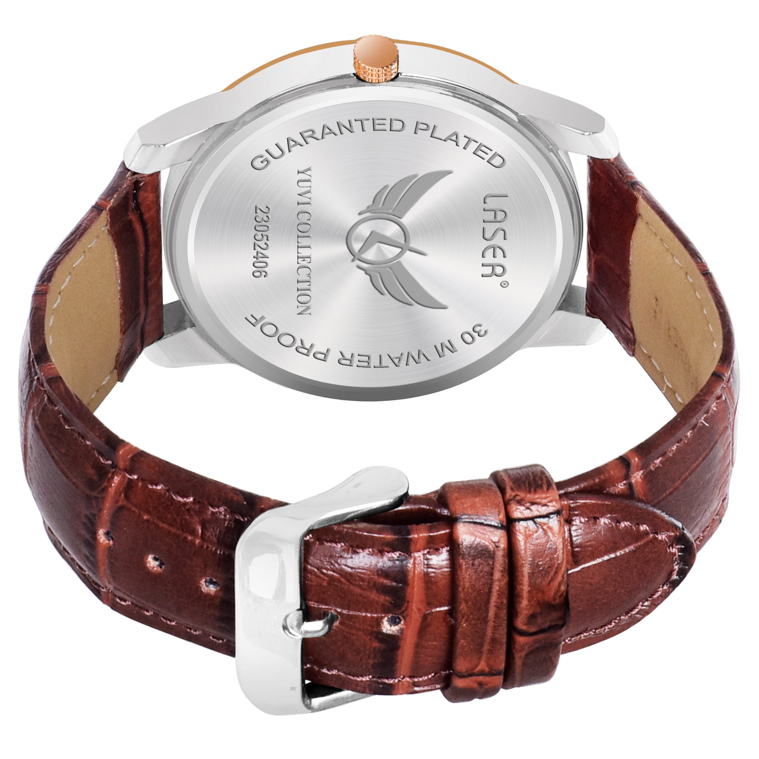 LASER Silver Rose Gold DAY/DATE MENS WATCH - Laser Watches