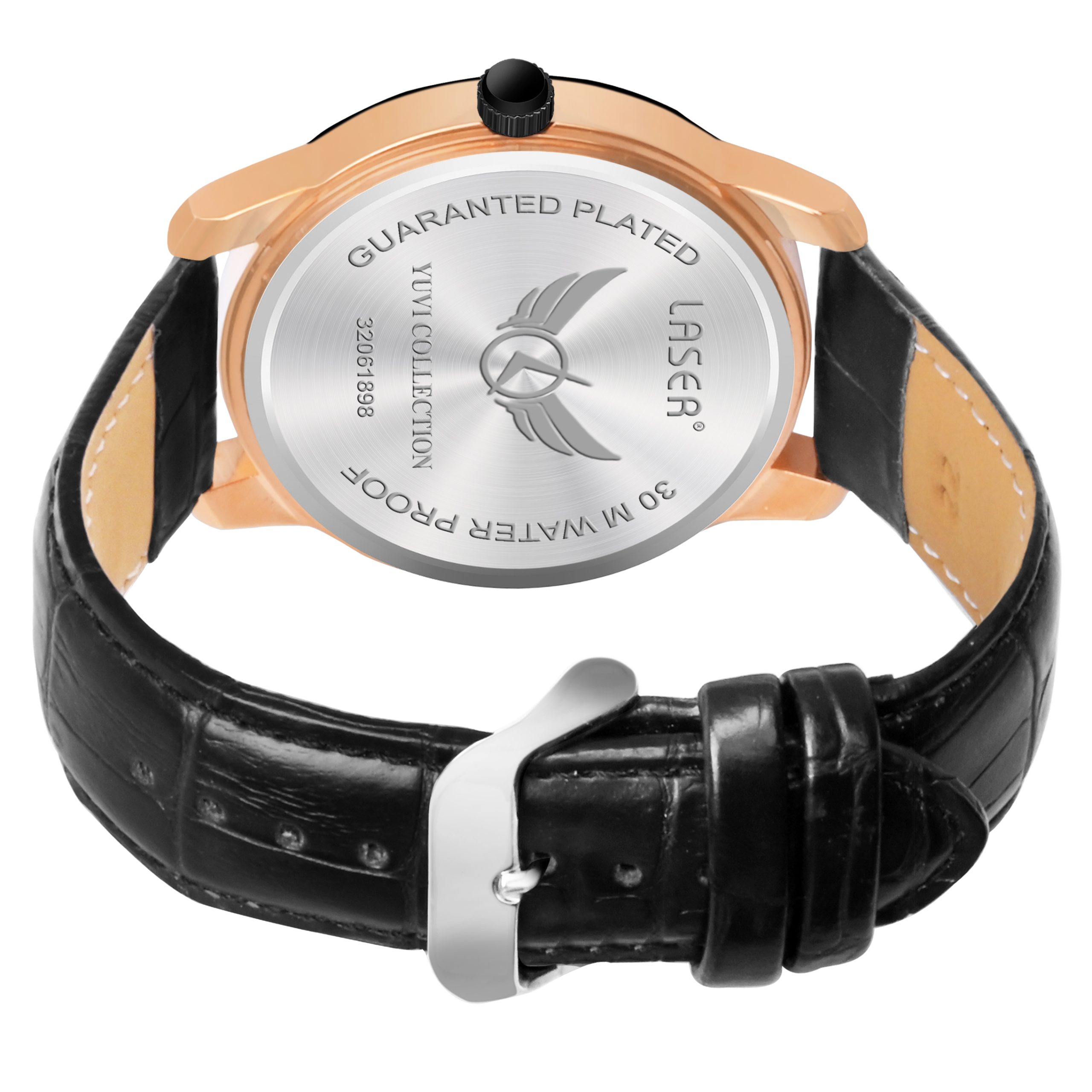 LASER ROSE Black DAY/DATE MENS WATCH - Laser Watches