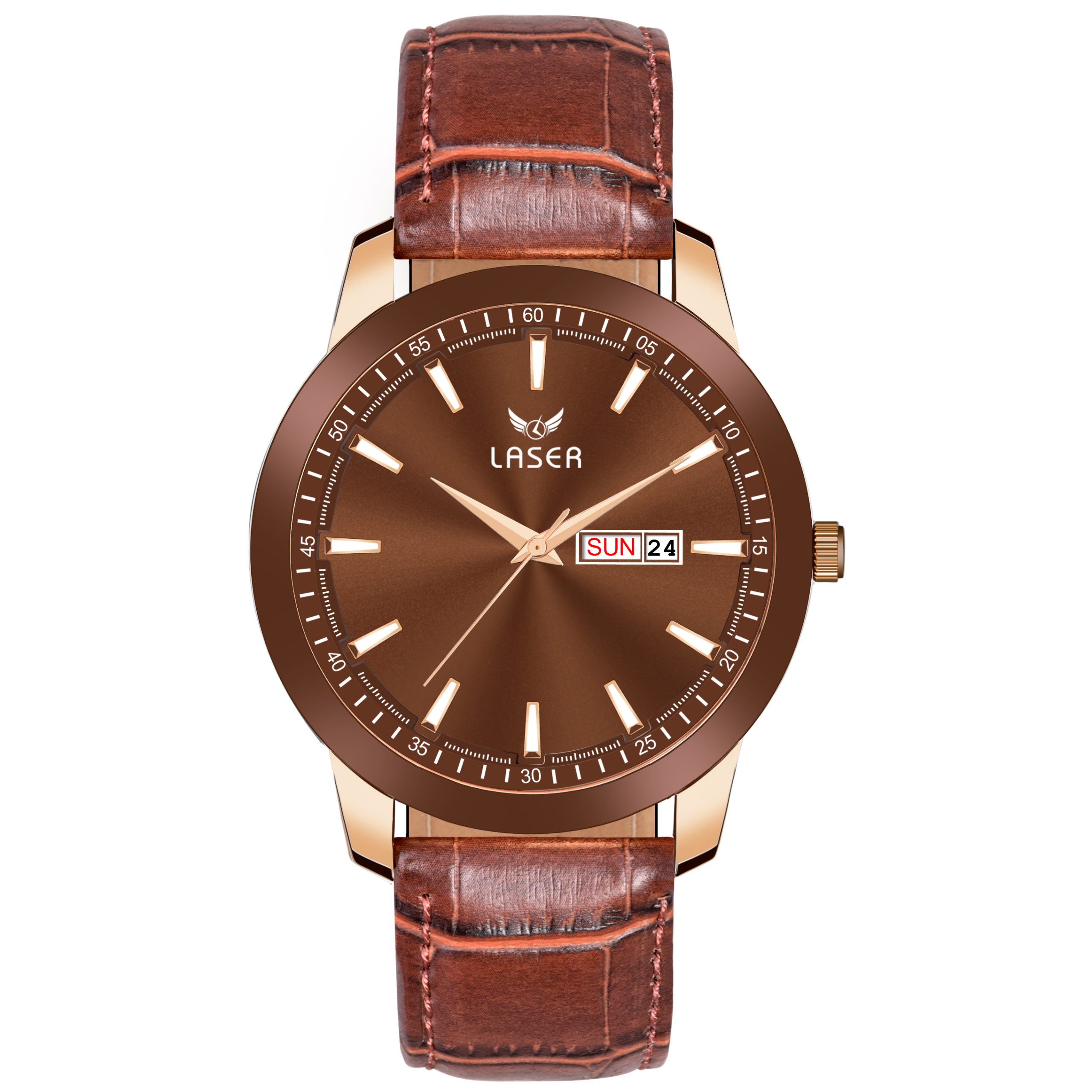 LASER ROSE Brown DAY/DATE MENS WATCH – Laser Watches
