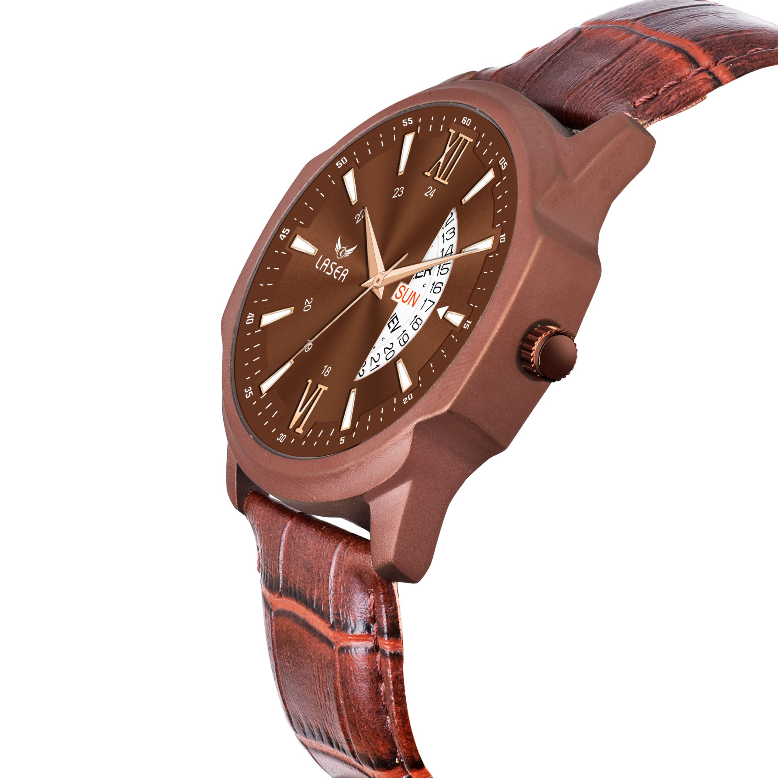 LASER FULL Brown DAY-DATE MENS WATCH - Laser Watches
