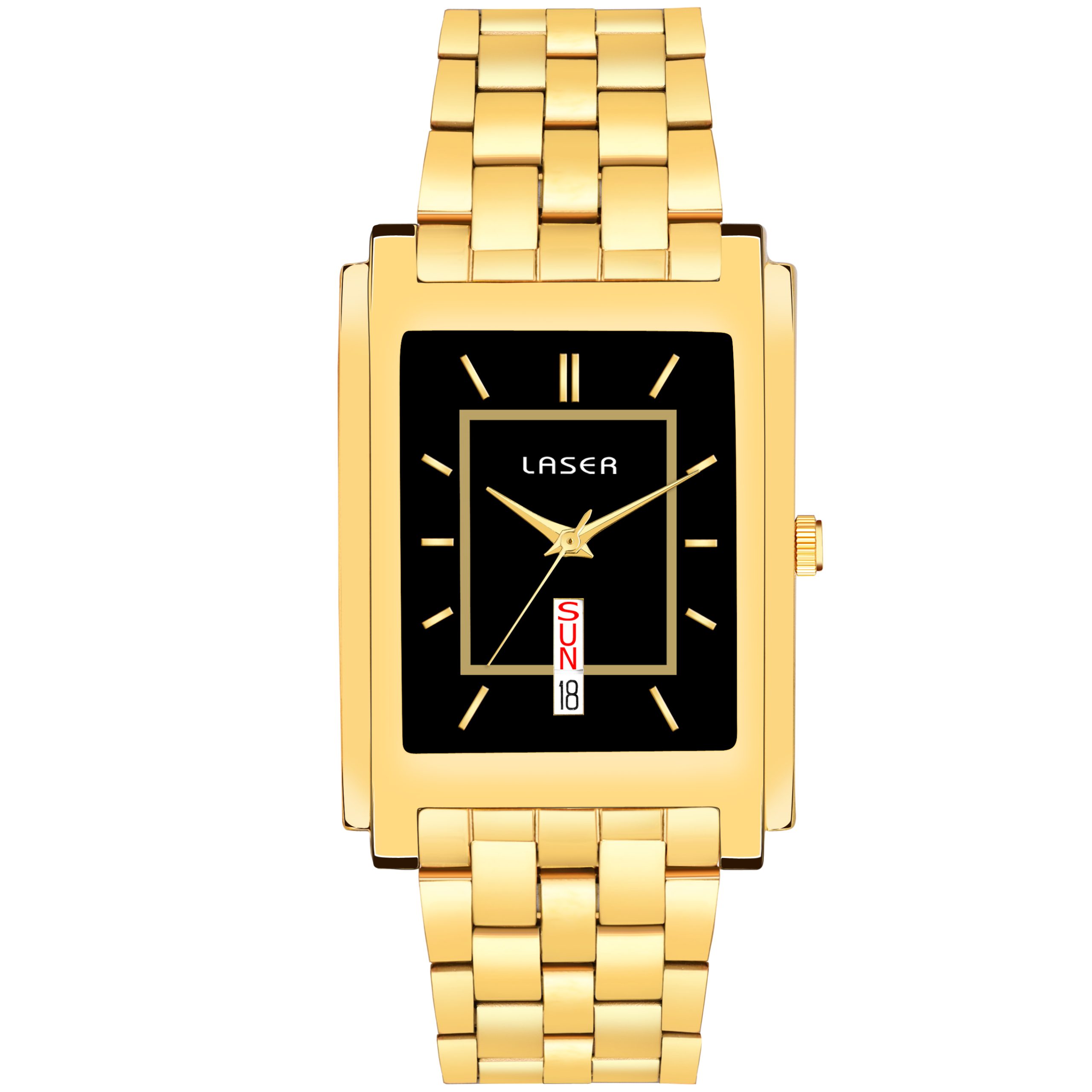 LASER Gold Black DAY-DATE MENS WATCH - Laser Watches