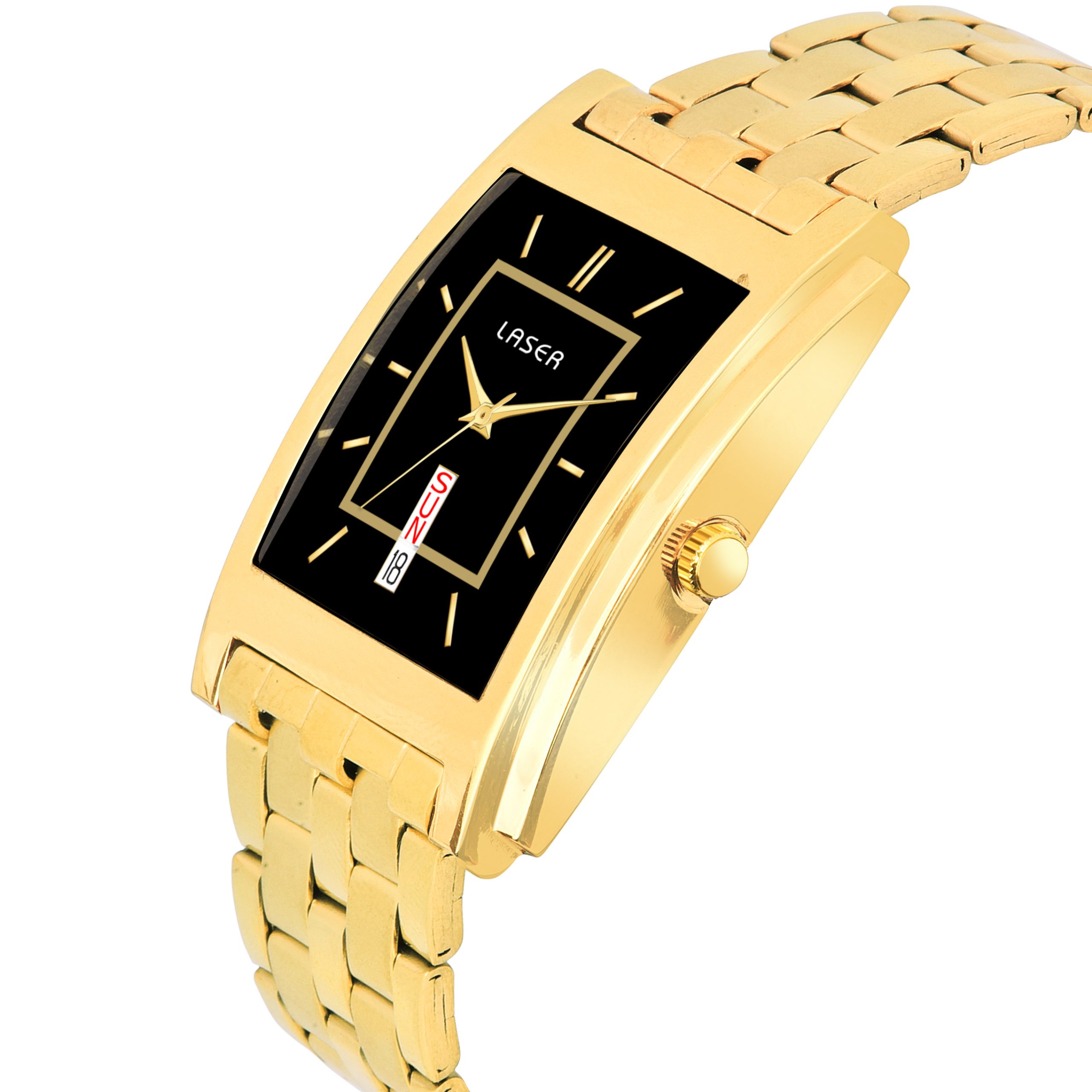 LASER Gold Black DAY-DATE MENS WATCH - Laser Watches
